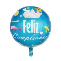 China Spanish Happy Birthday Round Hexagonal Aluminum Film Balloons 18 Inch for sale