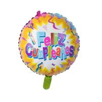 China Spanish Happy Birthday Round Hexagonal Aluminum Film Balloons 18 Inch for sale
