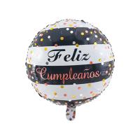 China Spanish Happy Birthday Round Hexagonal Aluminum Film Balloons 18 Inch for sale