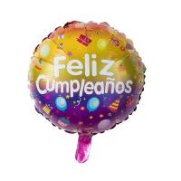 China Spanish Happy Birthday Round Hexagonal Aluminum Film Balloons 18 Inch for sale