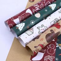 China Merry Christmas Gift Wrapping Paper 58cm X 58cm Printed Kraft Paper 20 Sheets In Bag for sale