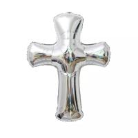 China Wholesal New Design Gold Silver White Easter Cross Aluminum Foil Balloon for Party Decorations Supplies for sale