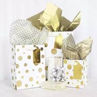 China Gold Foil Gift Wrap Paper Bulk Custom With Logo Recyclable Gift Wrapping Accessory for sale