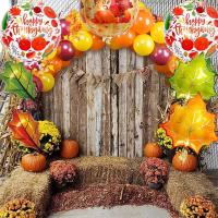China Autumn Harvest Fall Maple Leaves Balloons Turkey Thanksgiving Party Balloon Decorations for sale