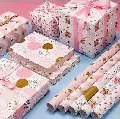 China 80gsm White Gift Wrapping Paper Roll Digital Printed 50cm*70cm for sale