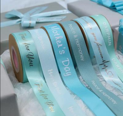 China Flower Shop Gift Packing Wrapping Twill Ribbon Printing With Logo for sale