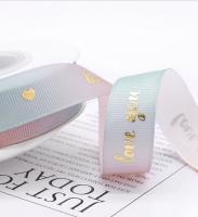China Gilding Laser Bronzing Ribbed Ribbon Printed Webbing Polyester Woven Tapes for sale