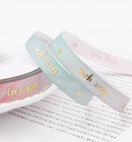 China Gilding Laser Bronzing Ribbed Ribbon Printed Webbing Polyester Woven Tapes for sale