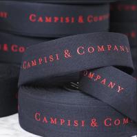 China Custom 100% Cotton Flower Gift Ribbon Black With Logo Printed For Bag Straps for sale