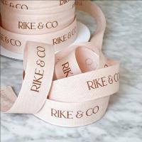 China Custom 100% Cotton Flower Gift Ribbon Black With Logo Printed For Bag Straps for sale