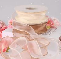 China 10yard Roll Silk Organza Lace Flower Fishtail Ribbon 40mm Width For Gift for sale