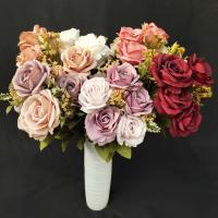 China 11 Heads Silk Artificial Rose Flowers For Hom Decoration for sale