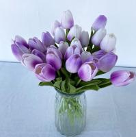 China Indoor Faux Single Branch Pvc Soft Feeling Plastic Artificial Real Touch Tulip Flowers for sale