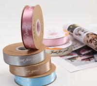 China Polyester ribbon flower gift box clothing accessories ribbon printed logo ribbon 50 yards/roll 2.5cm for sale