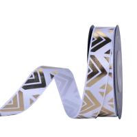 China FAMOUS Black Gilding Custom Silk Ribbon Printed For Logo Gifts Tapes Webbing Wholesale for sale