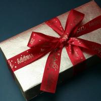 China Red Double Face Satin Grosgrain Printed Ribbon Christmas Packaging Gift for sale