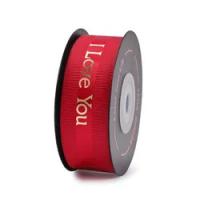 China Red Double Face Satin Grosgrain Printed Ribbon Christmas Packaging Gift for sale