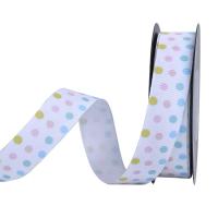 China Colorful Rainbow Packing Gifts Double Faced Happy Birthday Satin Ribbon Decoration Printed Logo for sale