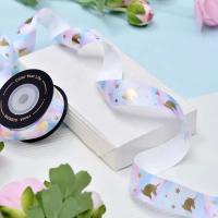 China Colorful Rainbow Packing Gifts Double Faced Happy Birthday Satin Ribbon Decoration Printed Logo for sale