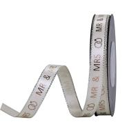 China Single Face Wedding Decorate Gifts Boxes Packing Custom Silk Satin Printed Ribbon Logo for sale
