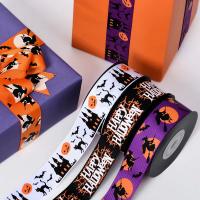 China Grosgrain Printed Halloween Ribbon With Logo For Gift Wrap Party Decorative for sale
