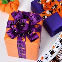 China Grosgrain Printed Halloween Ribbon With Logo For Gift Wrap Party Decorative for sale