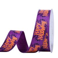 China Grosgrain Printed Halloween Ribbon With Logo For Gift Wrap Party Decorative for sale