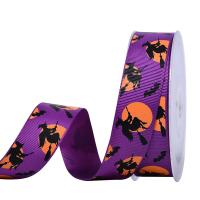 China Grosgrain Printed Halloween Ribbon With Logo For Gift Wrap Party Decorative for sale