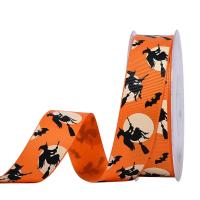 China Grosgrain Printed Halloween Ribbon With Logo For Gift Wrap Party Decorative for sale
