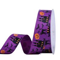 China Grosgrain Printed Halloween Ribbon With Logo For Gift Wrap Party Decorative for sale
