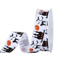 China Grosgrain Printed Halloween Ribbon With Logo For Gift Wrap Party Decorative for sale