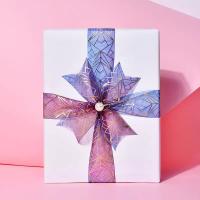 China Gold Foil Chiffon Ribbon Printing Custom Logo Satin 100% Polyester For Packaging Roll for sale