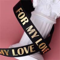 China Customize Polyester Foil Gold Printed Satin Ribbon For Gift Packing Box 9MM for sale