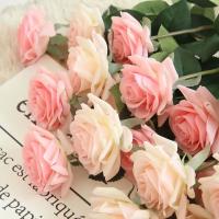 China Single Stem Artificial Rose Flowers Valentines Blossom Silk Bridal Wedding Rose Bouquet for sale