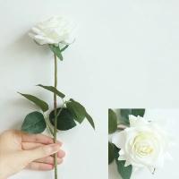 China Single Stem Artificial Rose Flowers Valentines Blossom Silk Bridal Wedding Rose Bouquet for sale