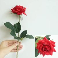China Single Stem Artificial Rose Flowers Valentines Blossom Silk Bridal Wedding Rose Bouquet for sale