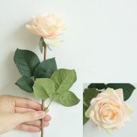 China Single Stem Artificial Rose Flowers Valentines Blossom Silk Bridal Wedding Rose Bouquet for sale