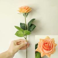 China Single Stem Artificial Rose Flowers Valentines Blossom Silk Bridal Wedding Rose Bouquet for sale