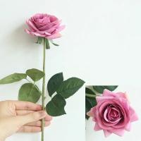 China Single Stem Artificial Rose Flowers Valentines Blossom Silk Bridal Wedding Rose Bouquet for sale