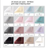 China Gift Packing Florist Bouquet Wrapping paper Golden Border Rose Korean Style Half Transparent for sale