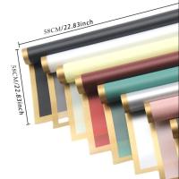 China Gift Packing Florist Bouquet Wrapping paper Golden Border Rose Korean Style Half Transparent for sale