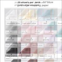 China Korean Style Half Transparent Golden Border Rose Wrapping Paper 58*58cm 20 Sheets per Pack for sale