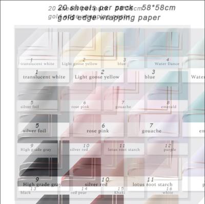 China Korean Style Half Transparent Golden Border Rose Wrapping Paper 58*58cm 20 Sheets per Pack for sale