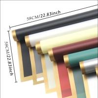 China Korean Style Half Transparent Golden Border Rose Wrapping Paper 58*58cm 20 Sheets per Pack for sale