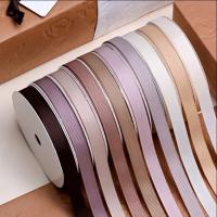 China Yama ribbon stock classic light brown chocolate grosgrain ribbon roll for gift box warp for sale