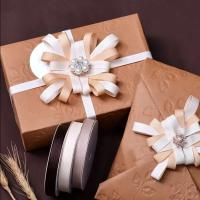 China Yama ribbon stock classic light brown chocolate grosgrain ribbon roll for gift box warp for sale
