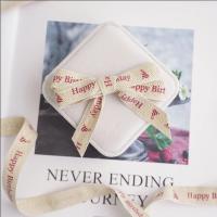 China Personalised Box Wrapping Decoration Natural Herringbone Cotton Ink Printed Ribbon for Gift & Flower for sale