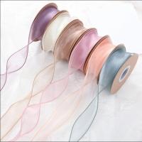 China Colorful Organza Ribbon Roll Decorating Gift Warp Glitter Wire Silk Ribbon For Flower Gifts Packing DIY Accessories for sale