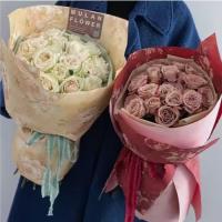 China Korean Style Flower Bouquet Wrapping Paper Vintage Rose Oil Painting Pattern Tissue Paper for sale