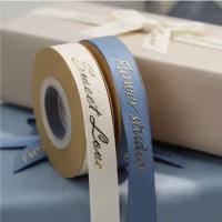 China Customized 3D Gold Foil Embossed Satin Grosgrain Ribbon with Personalized Logo Printing for sale